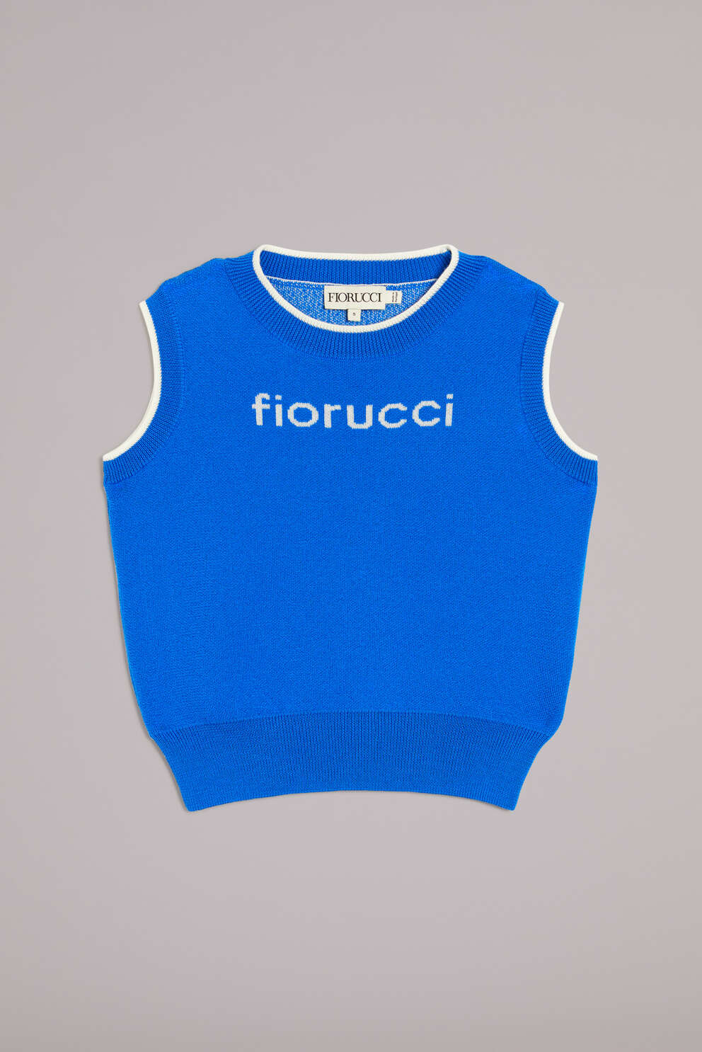 Fiorucci Official Online Store | Logo Crop Knit Vest Blue | Fiorucci