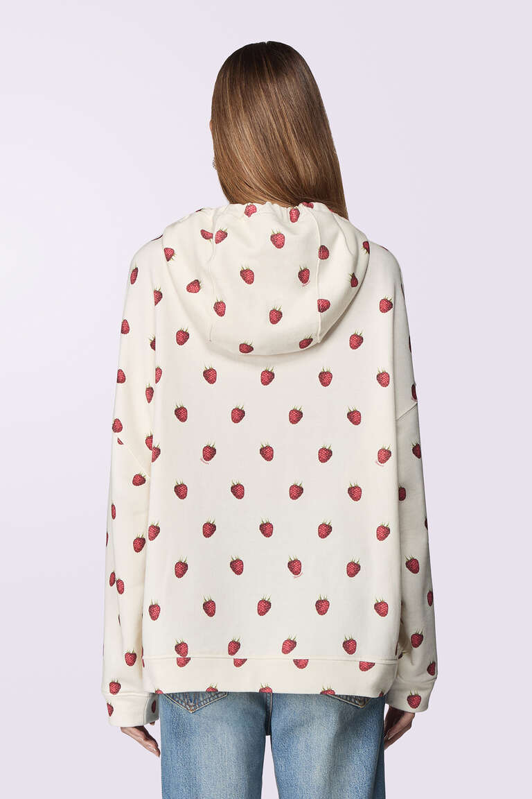 Fiorucci Official Online Store | Unisex Raspberry Print Hoodie Cream ...