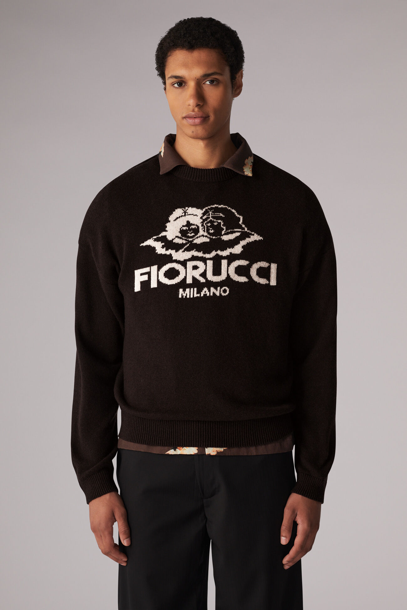 Fiorucci Official Online Store | Unisex Milano Angels Knit Jumper Brown ...