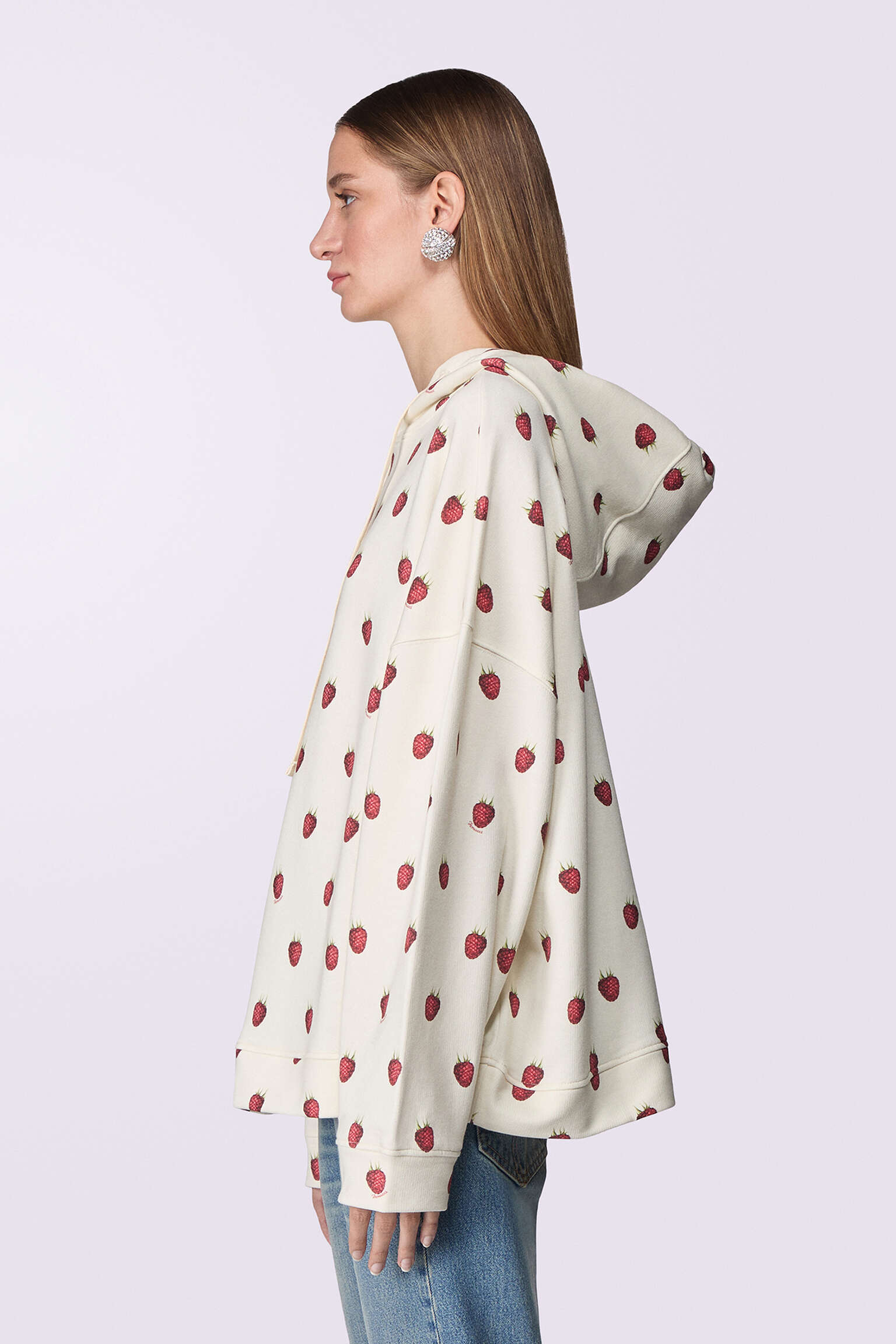 Fiorucci Official Online Store | Unisex Raspberry Print Hoodie Cream ...