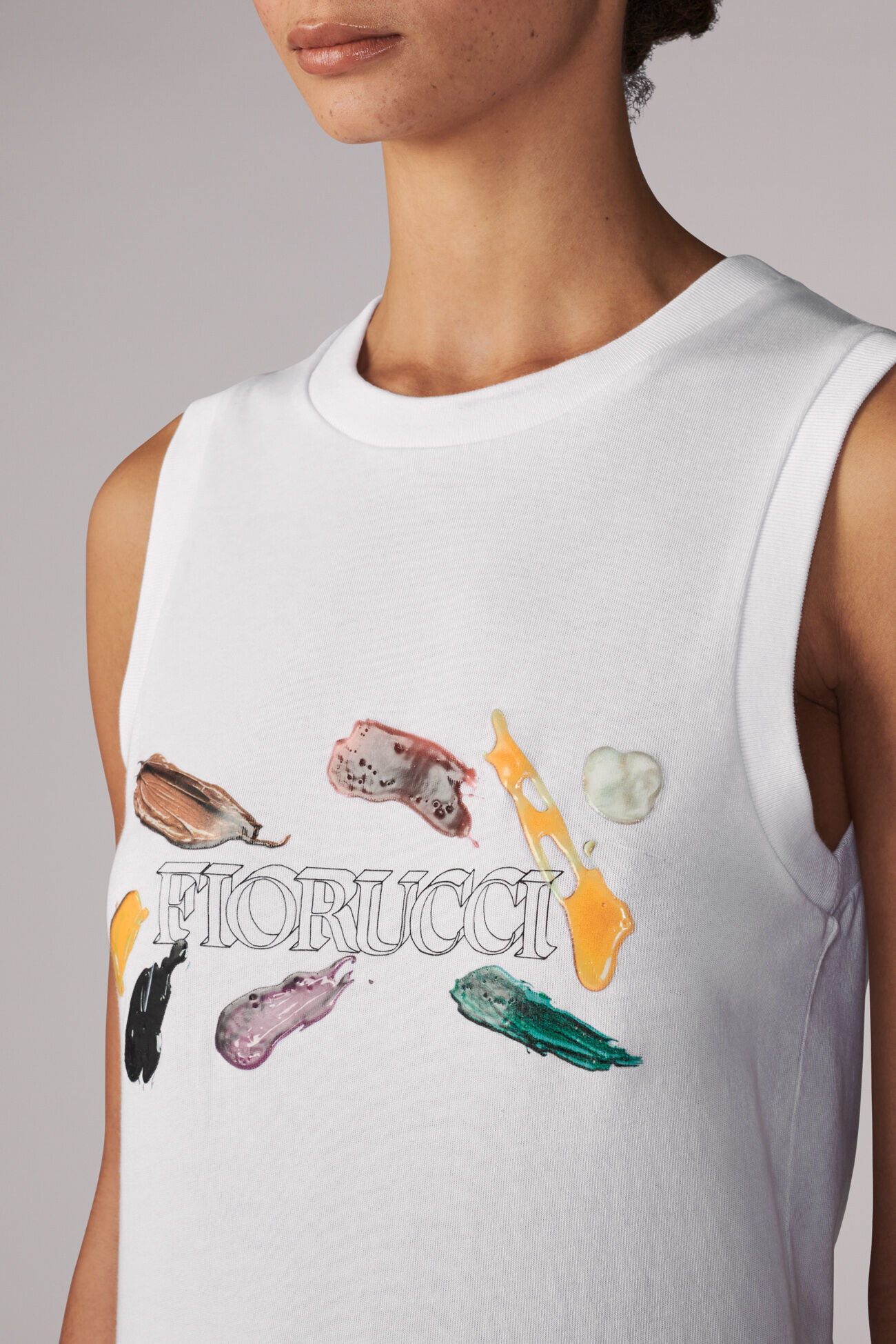 Fiorucci Official Online Store | Graphic Paint Vest Top White | Fiorucci