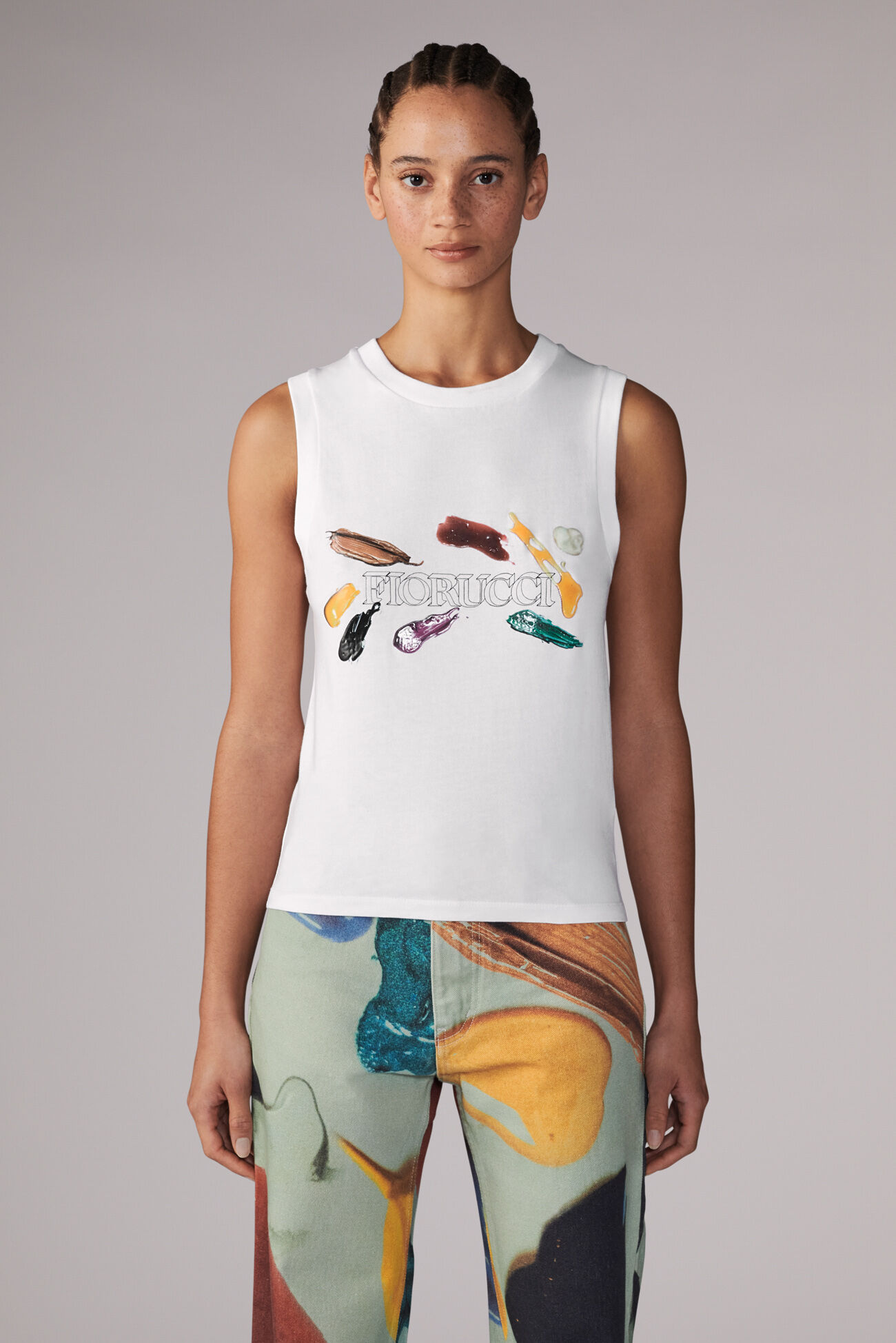 Fiorucci Official Online Store | Graphic Paint Vest Top White | Fiorucci