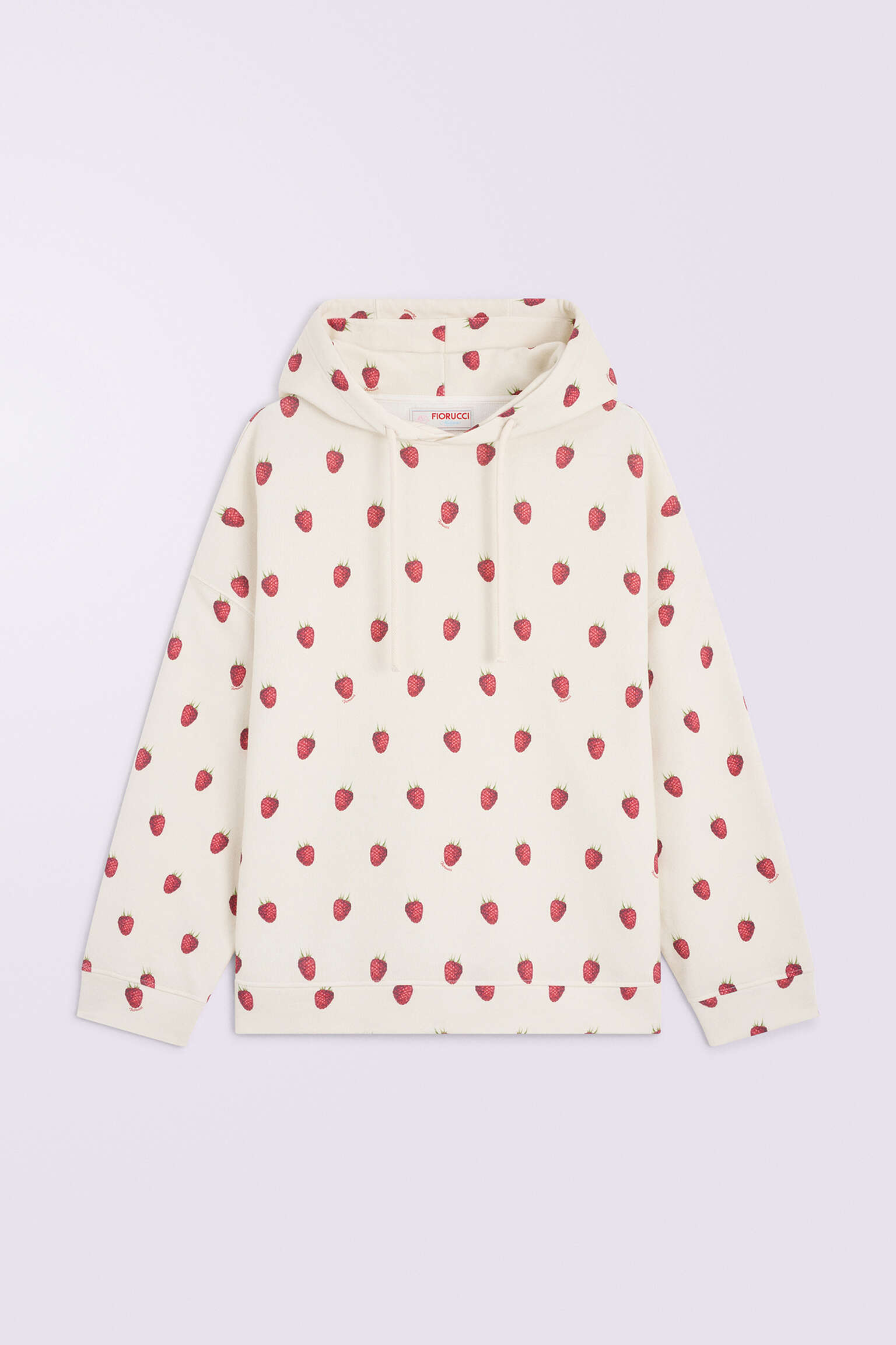 Fiorucci Official Online Store | Unisex Raspberry Print Hoodie Cream ...