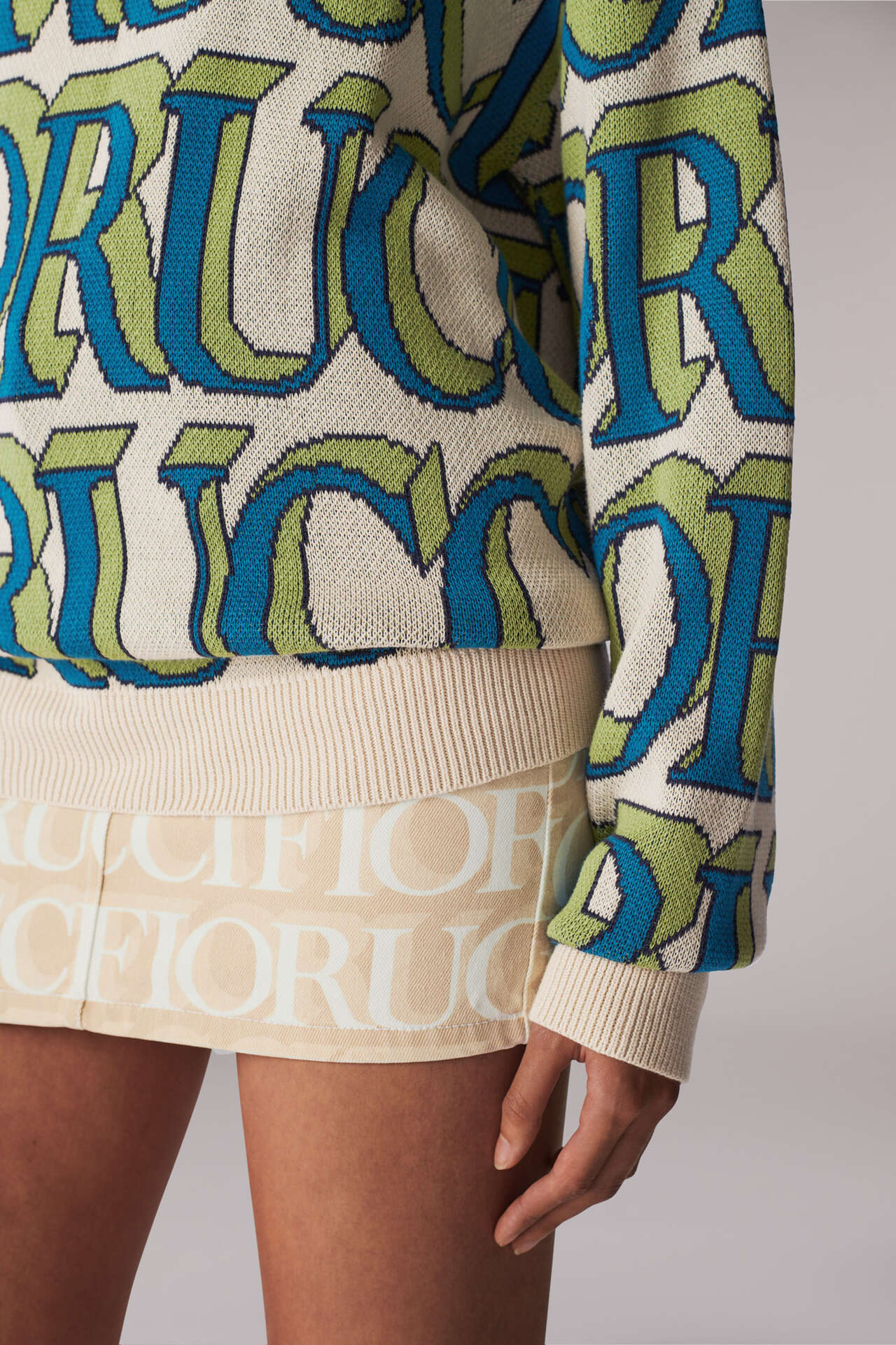 Fiorucci Official Online Store | Unisex Monogram Logo Knit Jumper Cream ...